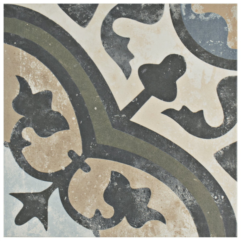 Merola Tile Evoque Arte Carthusian 10" x 10" Porcelain Patterned Wall & Floor Tile & Reviews ...